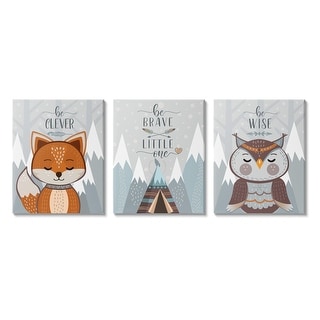 Stupell Be Clever Brave And Wise Phrases Forest Animal, 3pc Multi Piece ...