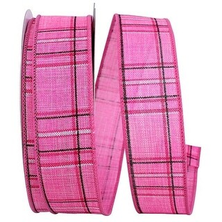 Pink Pinstripe and Plaid Wired Ribbon - Bed Bath & Beyond - 36879880