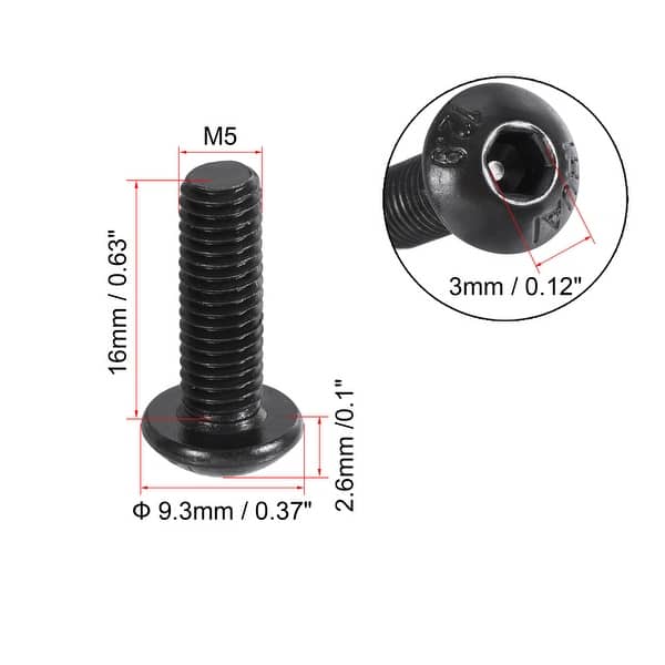 M5x16mm Hex Socket Button Head Cap Bolts Screws Stainless Steel 200pcs ...