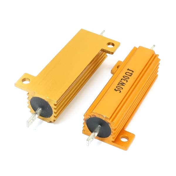 2 Pcs Gold Tone Axial Lead Aluminum Housed Resistor 50W 30 Ohm - Gold ...