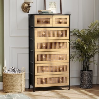 Pellebant PE Rattan 7-Drawer Storage Tower Organizer Chest Dresser ...
