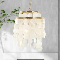 1 - Light Gold Capiz Shell Pendant Light Coastal Modern Natural Capiz ...