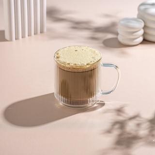 Haven Fluted Stackable Double Wall Glass Mugs - 13.5 oz - Set of 2 ...