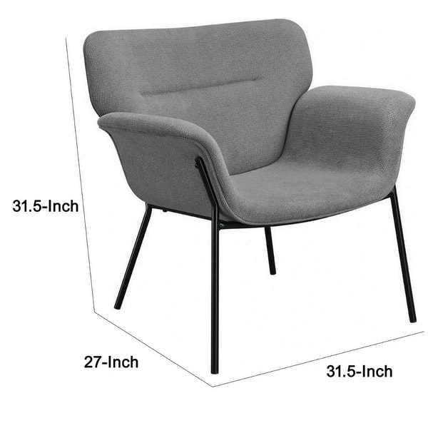 32 Inch Accent Chair, Woven Fabric Upholstery, Angled Metal Leg - 27L x ...