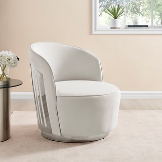 Luxe Elegance Swivel Accent Chair with Chrome Back Detail - Bed Bath & Beyond - 40469357