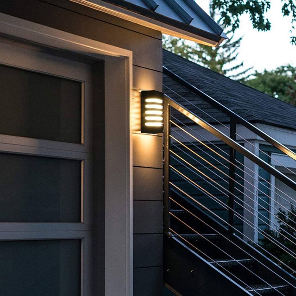 9.75in. Integrated LED Black Outdoor Wall Light with Die-Cast Aluminum ...