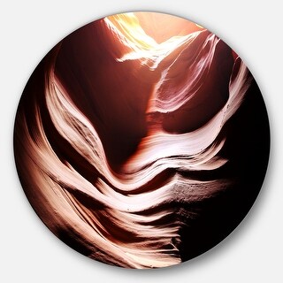 Designart 'Antelope Canyon in Brown Shade' Landscape Photo Round Metal ...