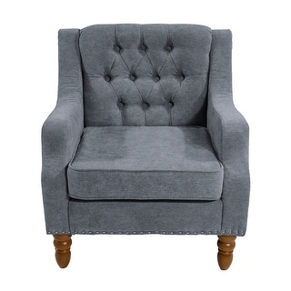 Modern Accent Chair Armchair Blue Tufted Armchair with Vintage Brass ...