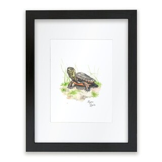 "Woodland Tinies" - Turtle - Individual Framed Print with Mat - Black ...