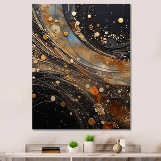 Designart "Constellation Starry Gold And Black" Abstract Collages Wall ...