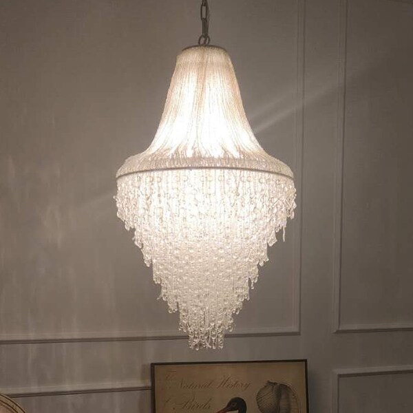 6-light Modern Boho Hand-wrapped Woven Chandelier Natural Ivory Rope ...