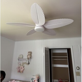 42" Ceiling Fan with Light and Palm Leaf Blades ,3CCT Dimmable LED ...
