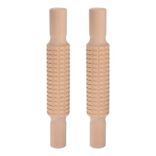 2pcs Wood Clay Roller Rectangle Texture Rolling Emboss Wood 21cm x 3 ...