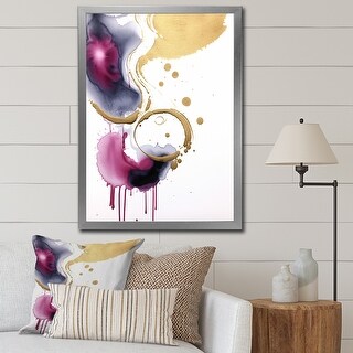 Designart "Intensity of Peace Magenta And Gold Series I" Abstract ...