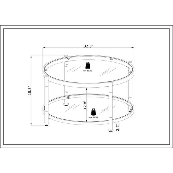 Acrylic Coffee Table 2-Layers Round Glass Ins Silver Frame Living Room ...