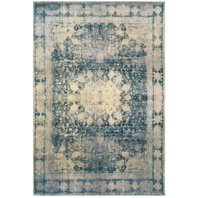 Style Haven Riggs Distressed Medallion Ivory/Blue Area Rug - Overstock ...