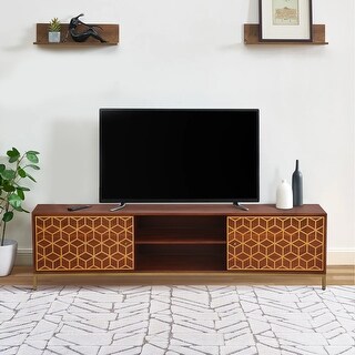 Kalyn 75 Inch Handcrafted TV Media Console Entertainment Center, Brown ...