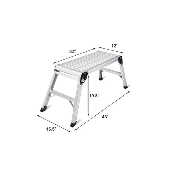 Work Platform 30"x12"Step Ladder Heavy Duty Foldable Aluminum Platform ...