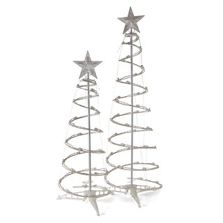2-Pack Light-Up LED Cool White Spiral Christmas Trees, 85 Lights - Cool ...