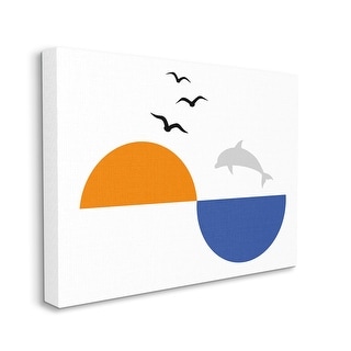 Stupell Sunset Balance Asymmetrical Ocean Horizon Dolphin Jump Canvas ...