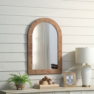 Azalea Park 36" Burl Wood Arched Wall Mirror in Driftwood Gray - Bed ...