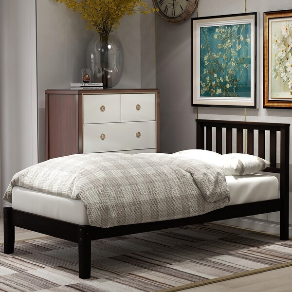 Wood Platform Bed with Headboard and Solid Wood Slat Support Twin Size Easy Assembly No Box Spring Needed Bed Bath Beyond 42289617