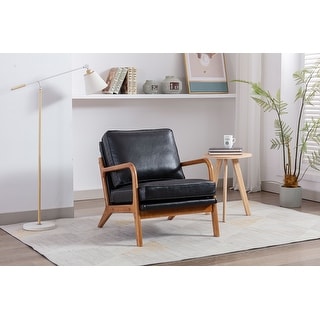 Upholstered Accent Chair Armchair with Solid Wood Frame and Removable ...