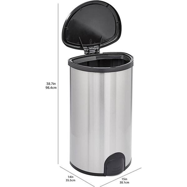 Basics Automatic Hands-Free Stainless Steel Trash Can - Toe tap, 50 ...