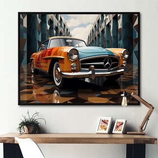 Designart "Cubist Interpretation Of A Vintage Car I" Car Vintage Framed ...