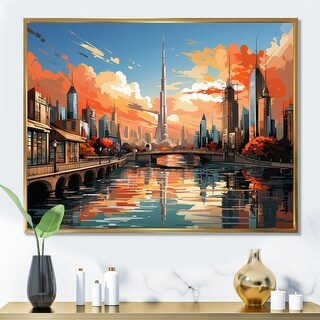 Designart "City Dubai Popart II" Dubai Framed Canvas Prints - Bed Bath ...