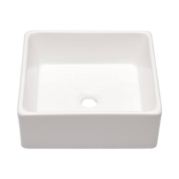 Lordear 15''x15'' Square Bathroom Vessel Sink Above Counter White Porcelain Ceramic Sink Art ...