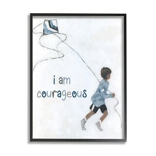 Stupell I Am Courageous Child Flying Kite Uplifting Phrase Framed Wall ...