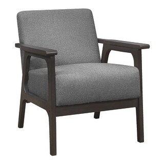 Gray Textured Upholstery Accent Chair with Solid Rubberwood Frame - Bed ...