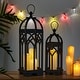 Glitzhome Set of 2 Wooden Church Style Christmas Decorative Lanterns ...