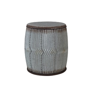 Rustic Round Metal Barrel End Table with Rust Detail - Bed Bath ...