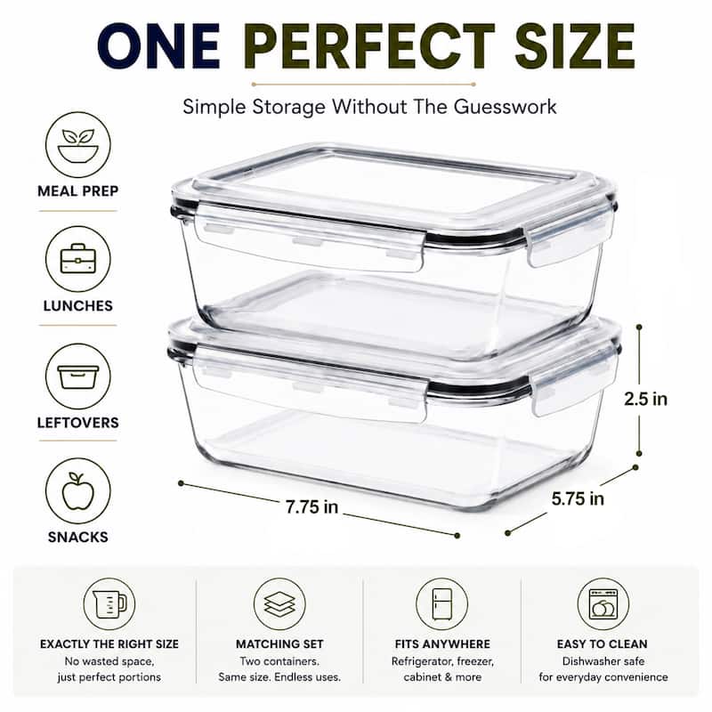 Sorbus Glass Food Storage Containers with Airtight Locking Lids ...