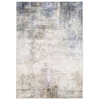 Nixon Beige Blue Abstract Contemporary Casual Area Rug - Bed Bath ...