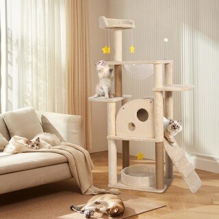55”Cat Tree Tower Multi-level Cat Condo For Large Cat Kitten Furniture ...