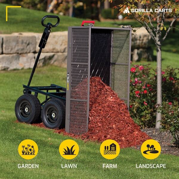 Gorilla Carts Steel Dump Cart Garden Beach Wagon, 1,200 Pound Capacity ...