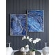 30.5" x 40" Set of 2 Blue and Gold Framed Art Panels, Unique Marbled ...