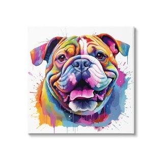 Stupell Bulldog with Modern Splash Canvas Wall Art Design by Marybeth ...
