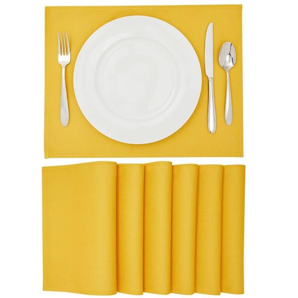 Set of 6 Placemats 13 x 17 in, Yellow Washable Kitchen Table Mats ...