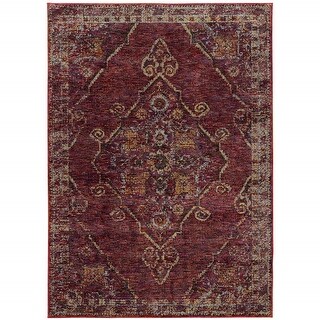 9' X 12' Red And Gold Oriental Power Loom Stain Resistant Area Rug - 3 ...