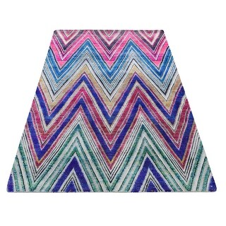 Shahbanu Rugs Hot Pink, Hand Knotted, Chevron Design, Sari Silk with ...