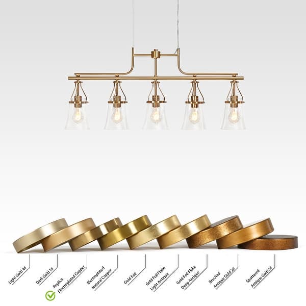 Haye Modern Gold Brass 5-Light Chandelier Seeded Glass Kitchen Island ...