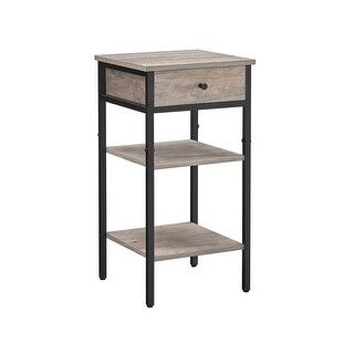 Greige Side Table with Drawer & 2 Shelves - Greige and Black - Bed Bath ...