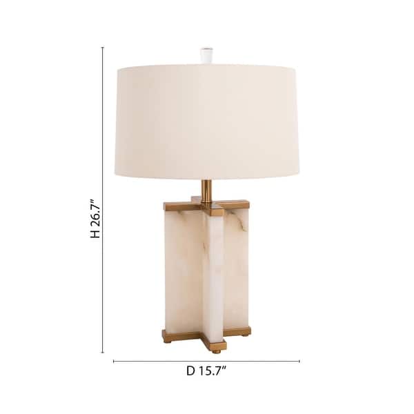 White Marble Base Table Lamp with Gold Frame - Bed Bath & Beyond - 26397212