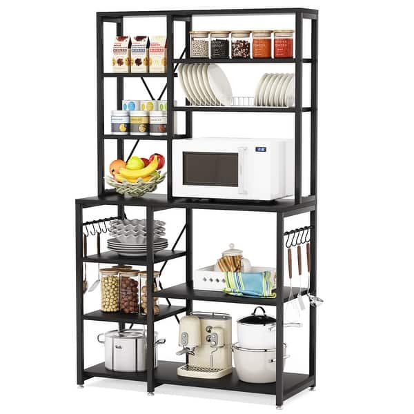 6 Tier Kitchen Bakers Rack w/ Hutch Organizer 10 Hooks Rack - Bed Bath ...