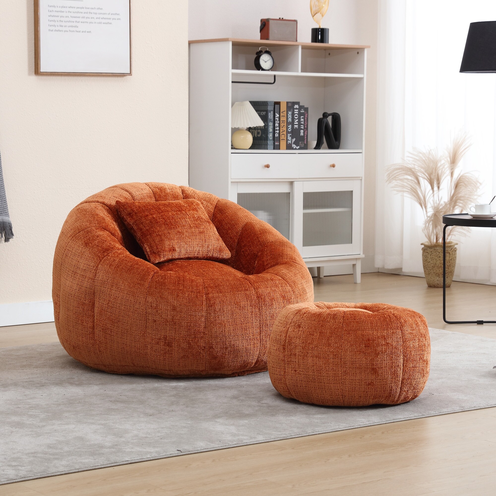 HOMEFUN Cozy Beanbag Sofa With Memory Foam Filler Oversized Round Sofa