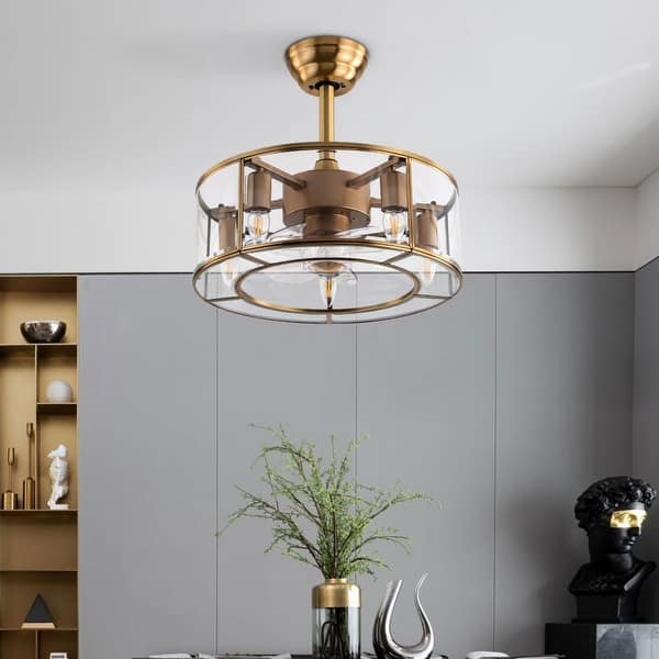 5-Light Gold Caged Reversible Ceiling Fan with Remote Control - On Sale ...